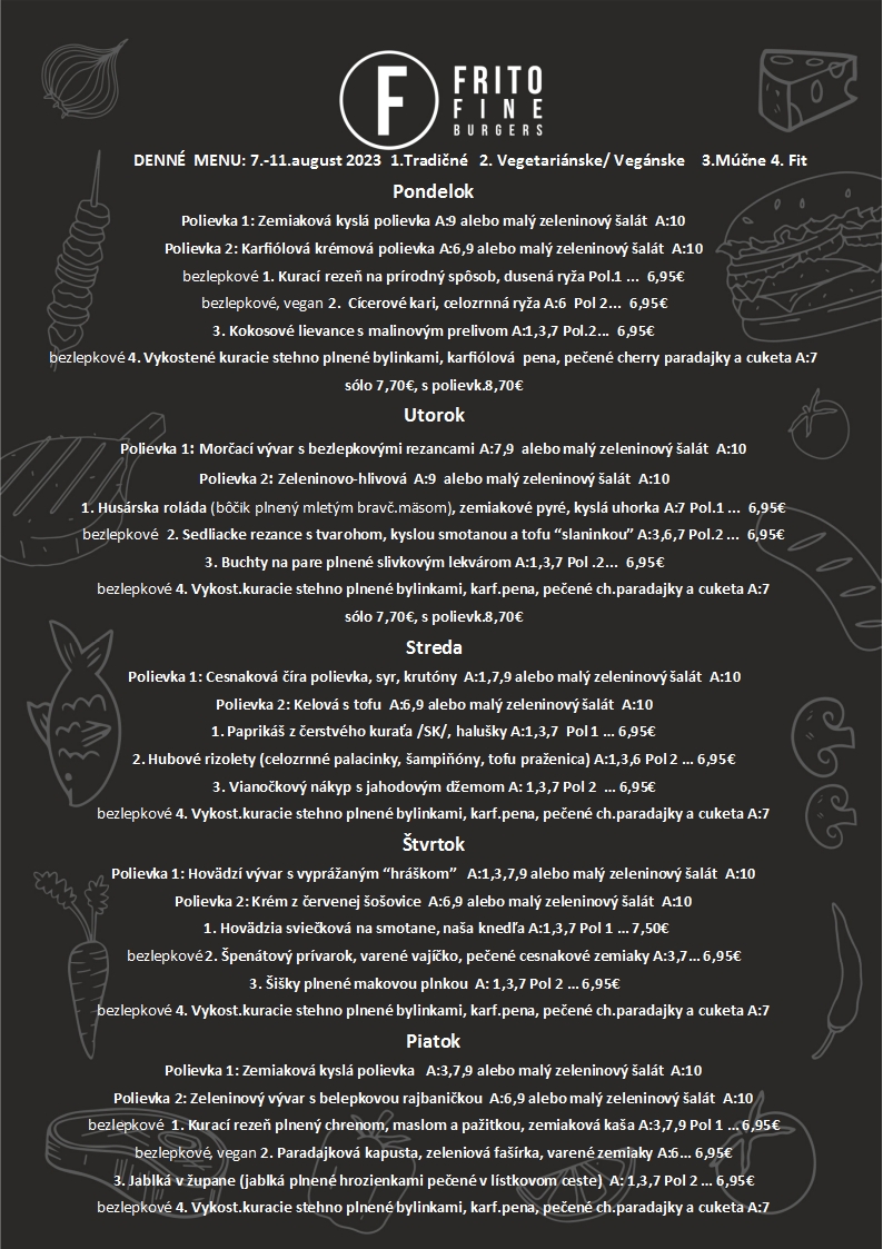 Denné menu v Martine | FRITO Fine Burgers - frito.sk